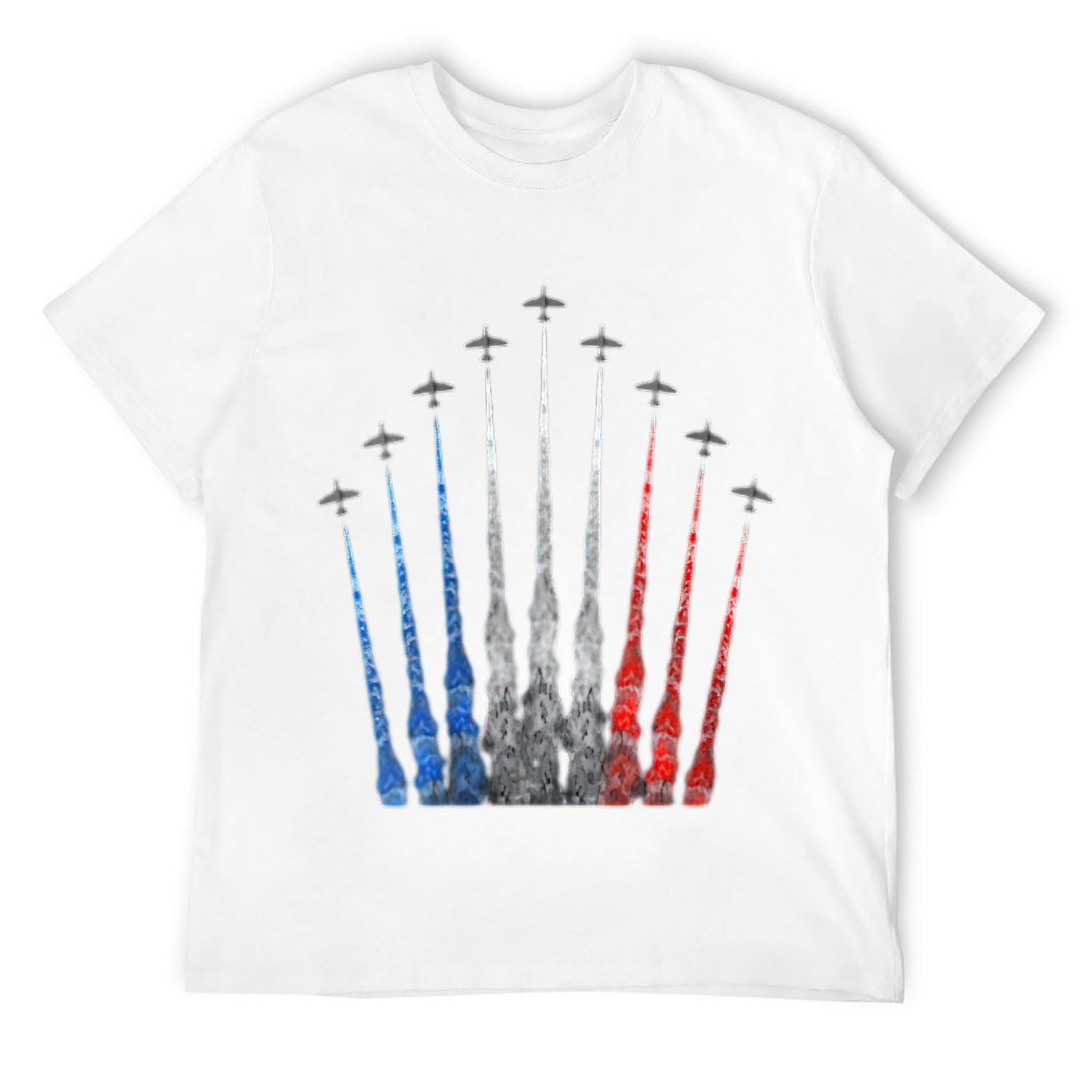 Mens American Flag USA Fighter Jet ConTrail V-Neck T-Shirt White S ...