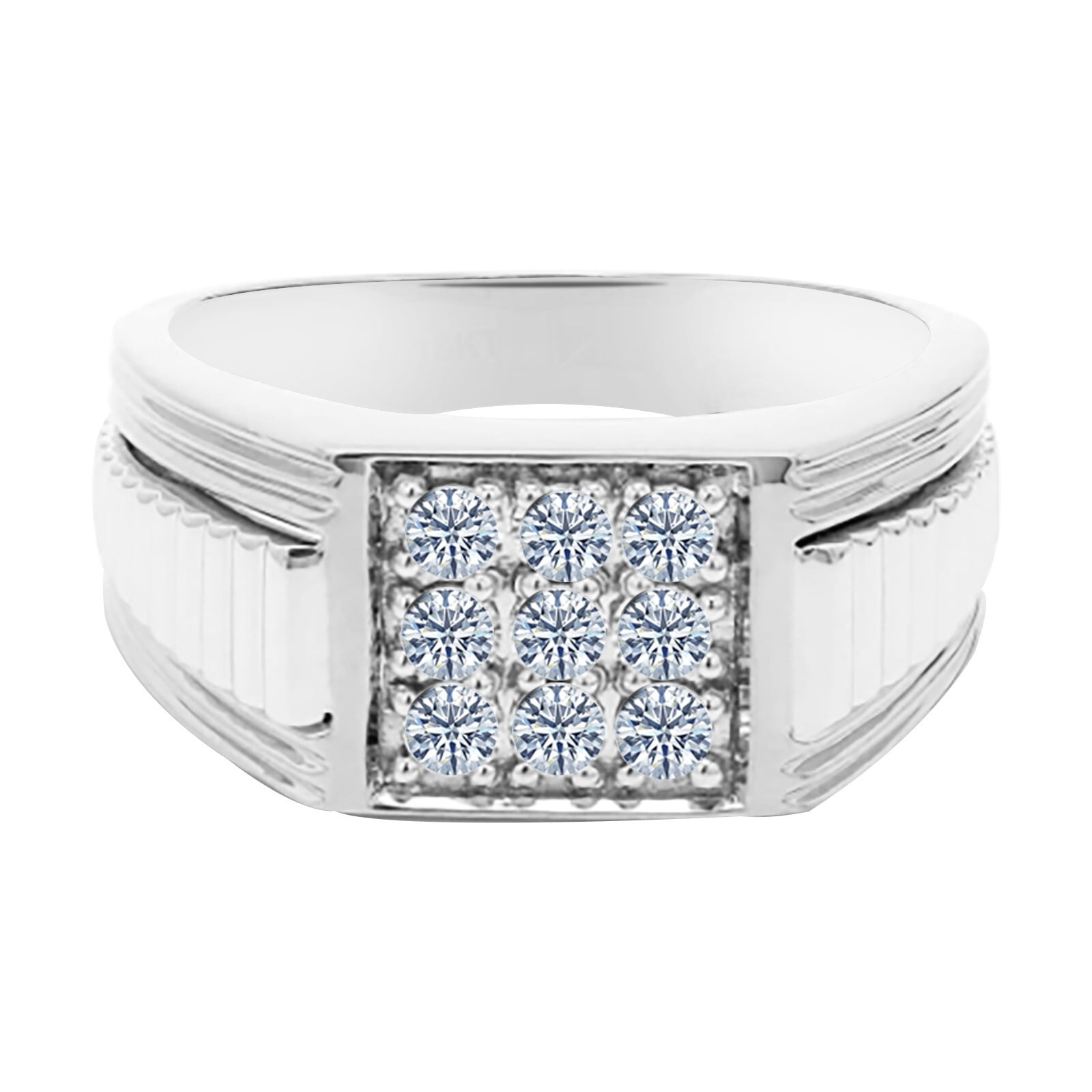 Mens Anniversary Ring, Mens Signet Diamond Wedding Ring, Pave Set ...