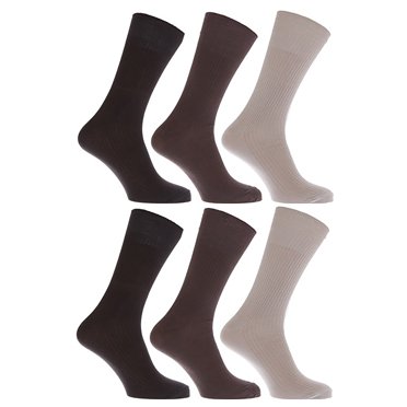 Mens 100% Cotton Non Elastic Top Gentle Grip Socks (Pack Of 6 ...