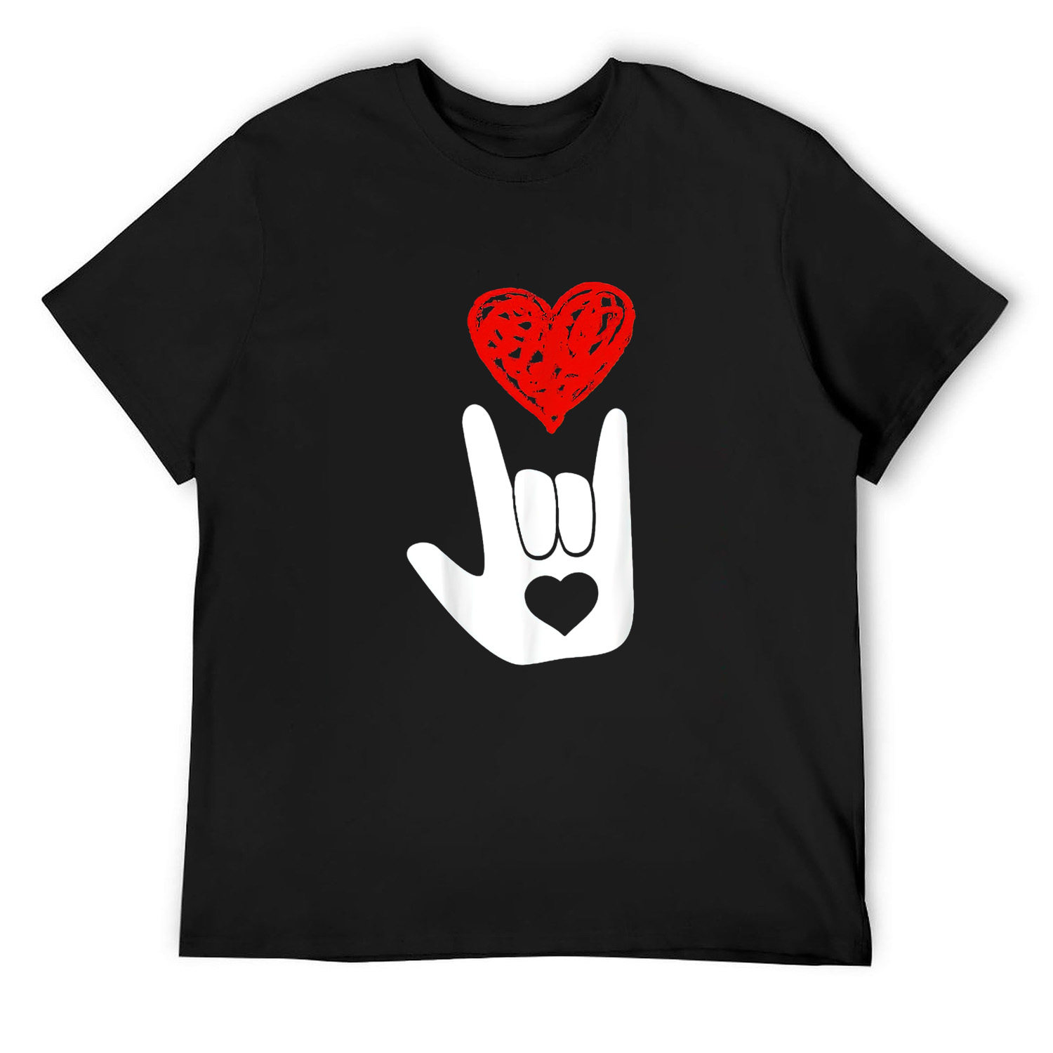 Mens Asl American Sign Language Love Hand Sign Asl Squad T-Shirt Black ...