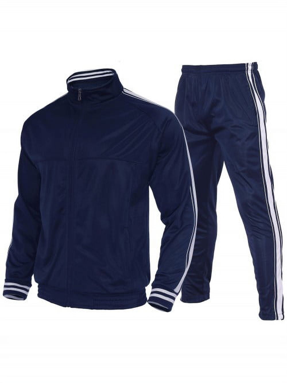 Mens Athletic Full Zip Tracksuit, Jogging Suit with Stand-up Collar ...