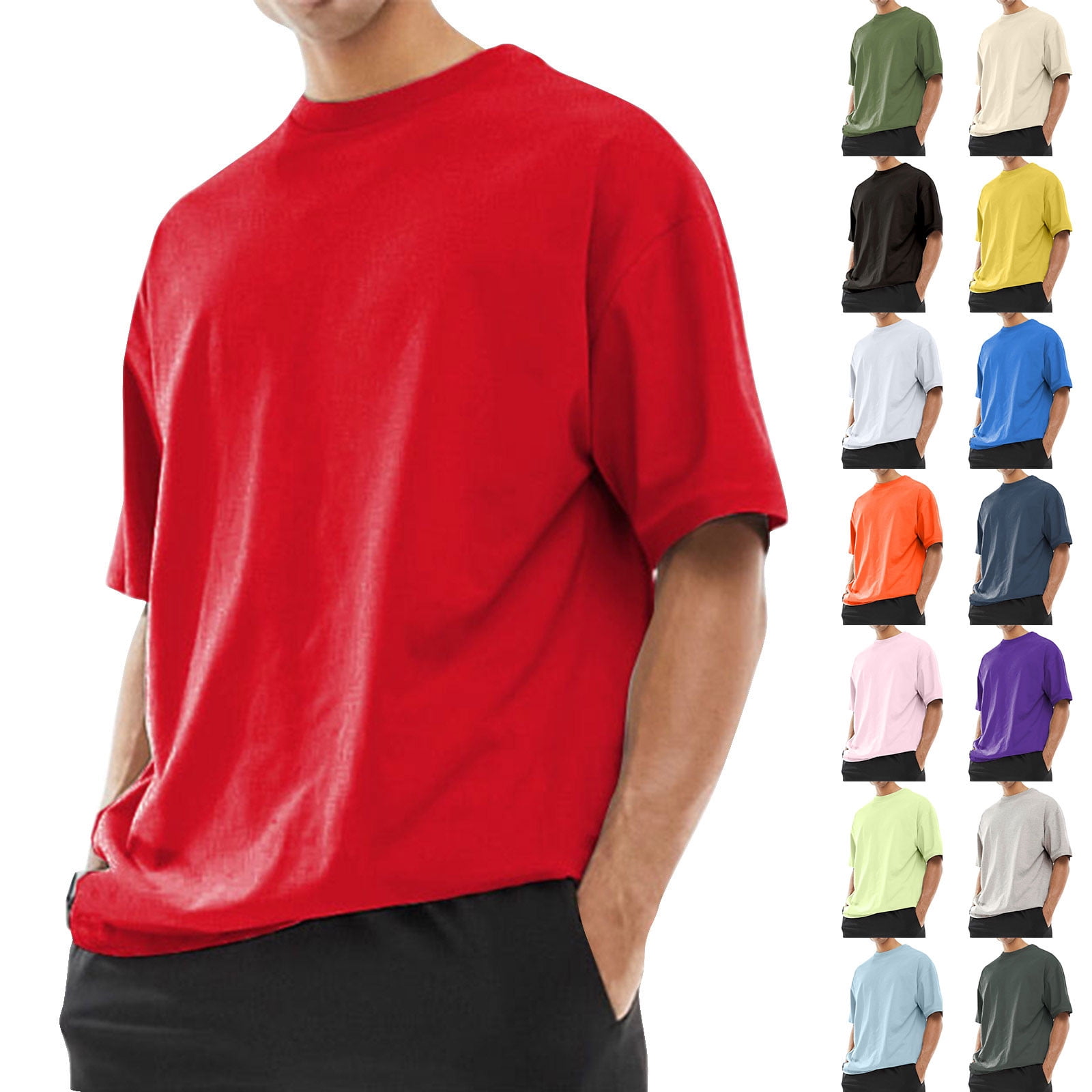 Mens Athletic Shirts Short Sleeve Crew Neck Pull on T Shirts Summer ...