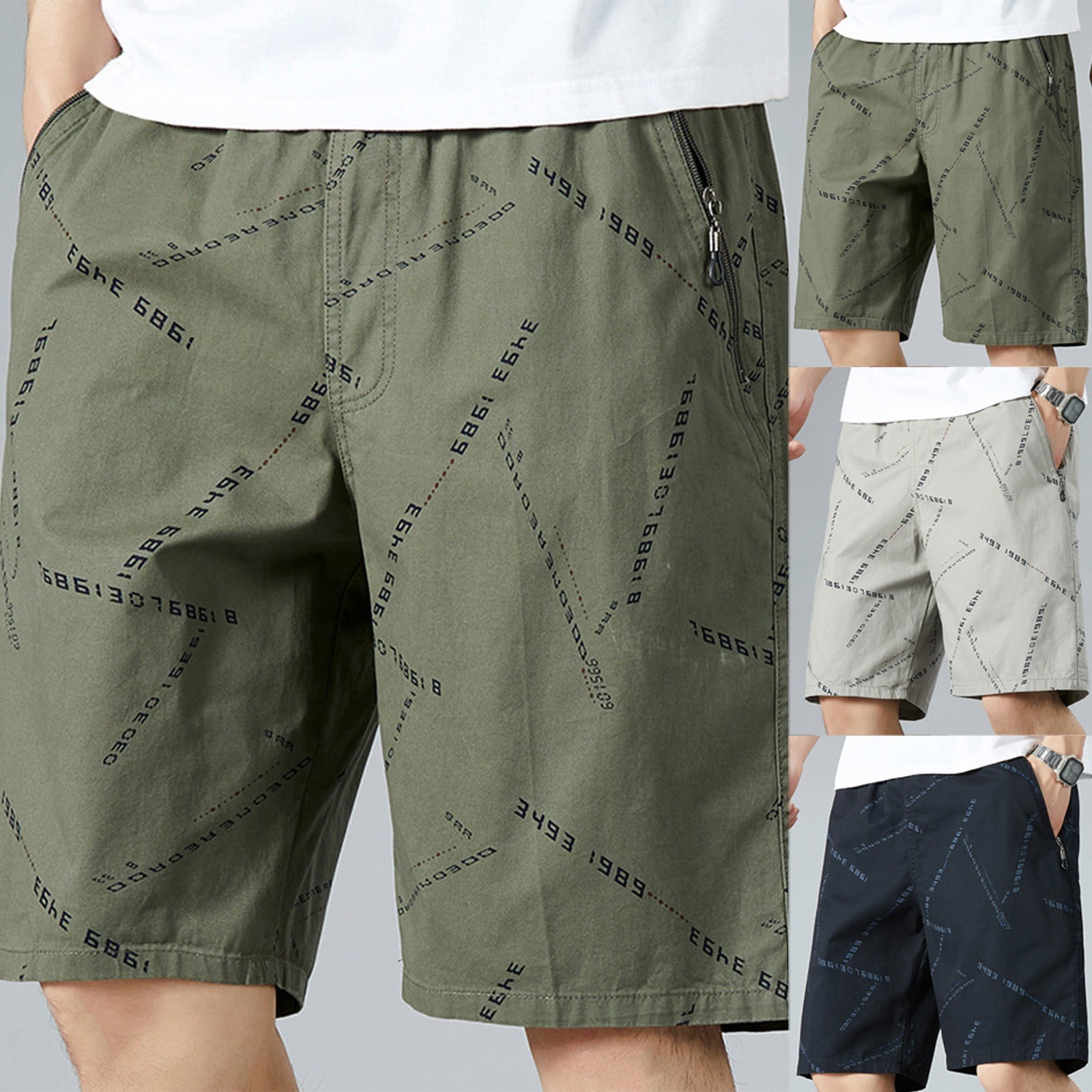 Mens Athletic Shorts Summer Bermuda Cargo Shorts Straight Leg Loose Fit ...