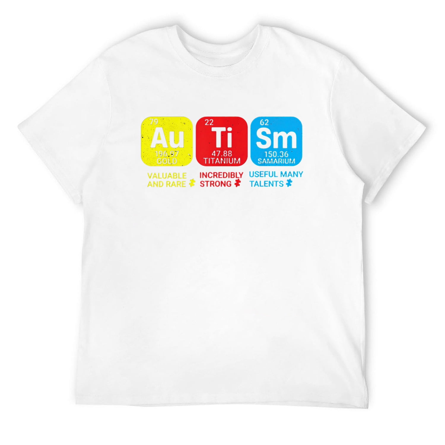Mens Autism Awareness Periodic Table Blue for Supporting T-Shirt White ...