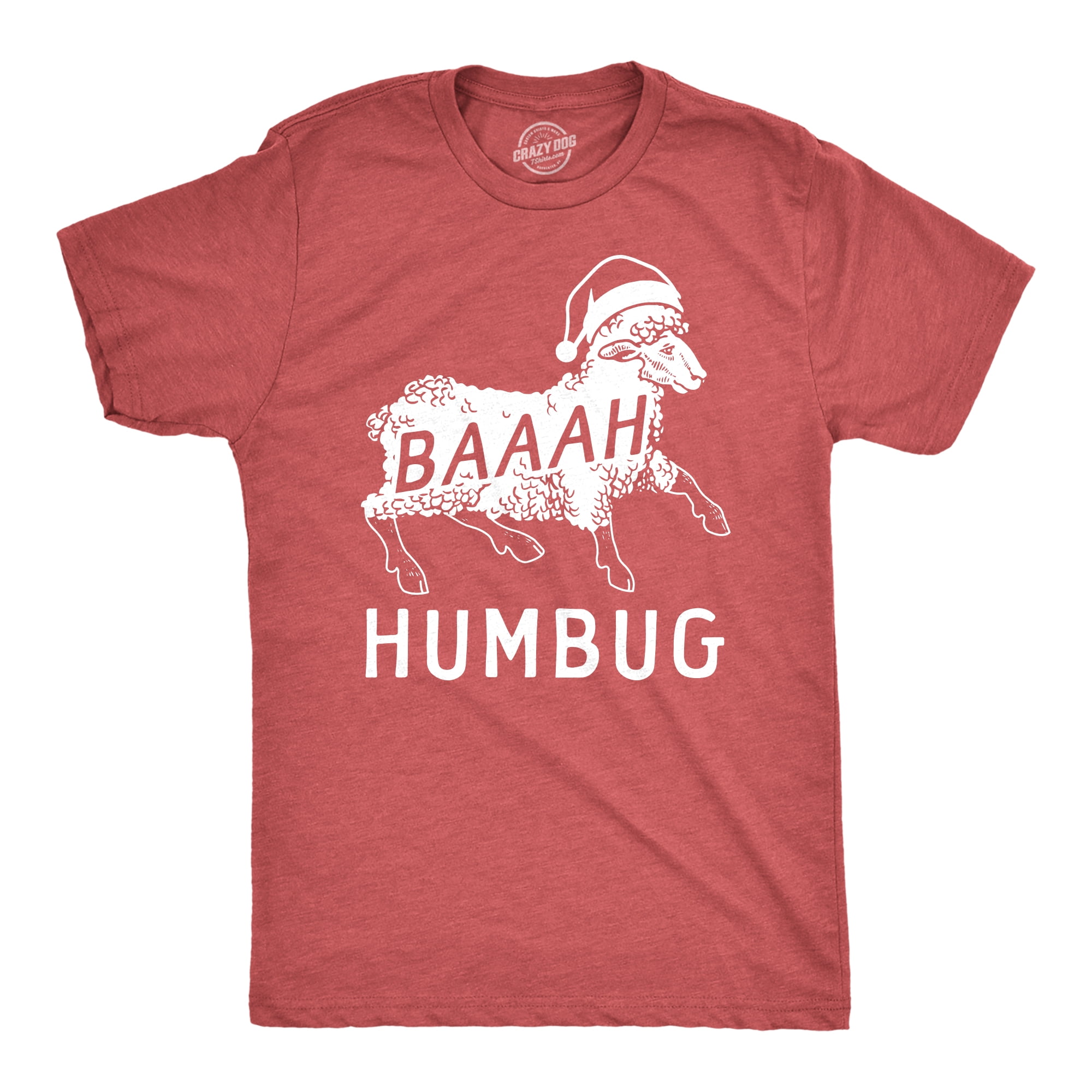 Mens Baaah Humbug T Shirt Funny Xmas Party Scrooge Sheep Tee for Guys ...