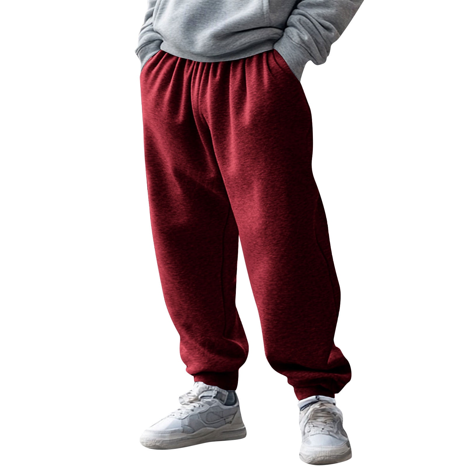 Mens Baggy Sweatpants Casual Elastic Waist Drawstring Running Fitness ...