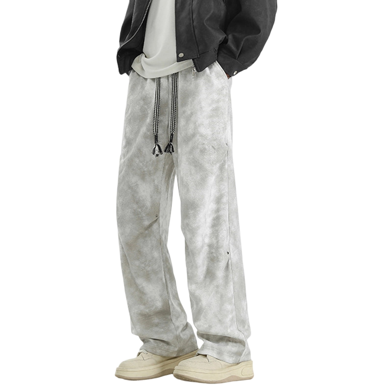 Mens Baggy Sweatpants Tie Dye Wide Leg Pants Relaxed Fit Straight Cut ...