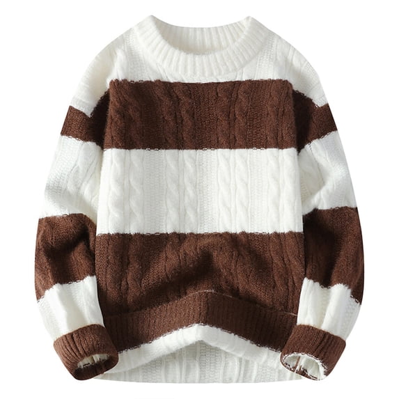 Mens Base Layer, Men's Autumn & Winter Jacquard-Patterned Color-Blocked ...
