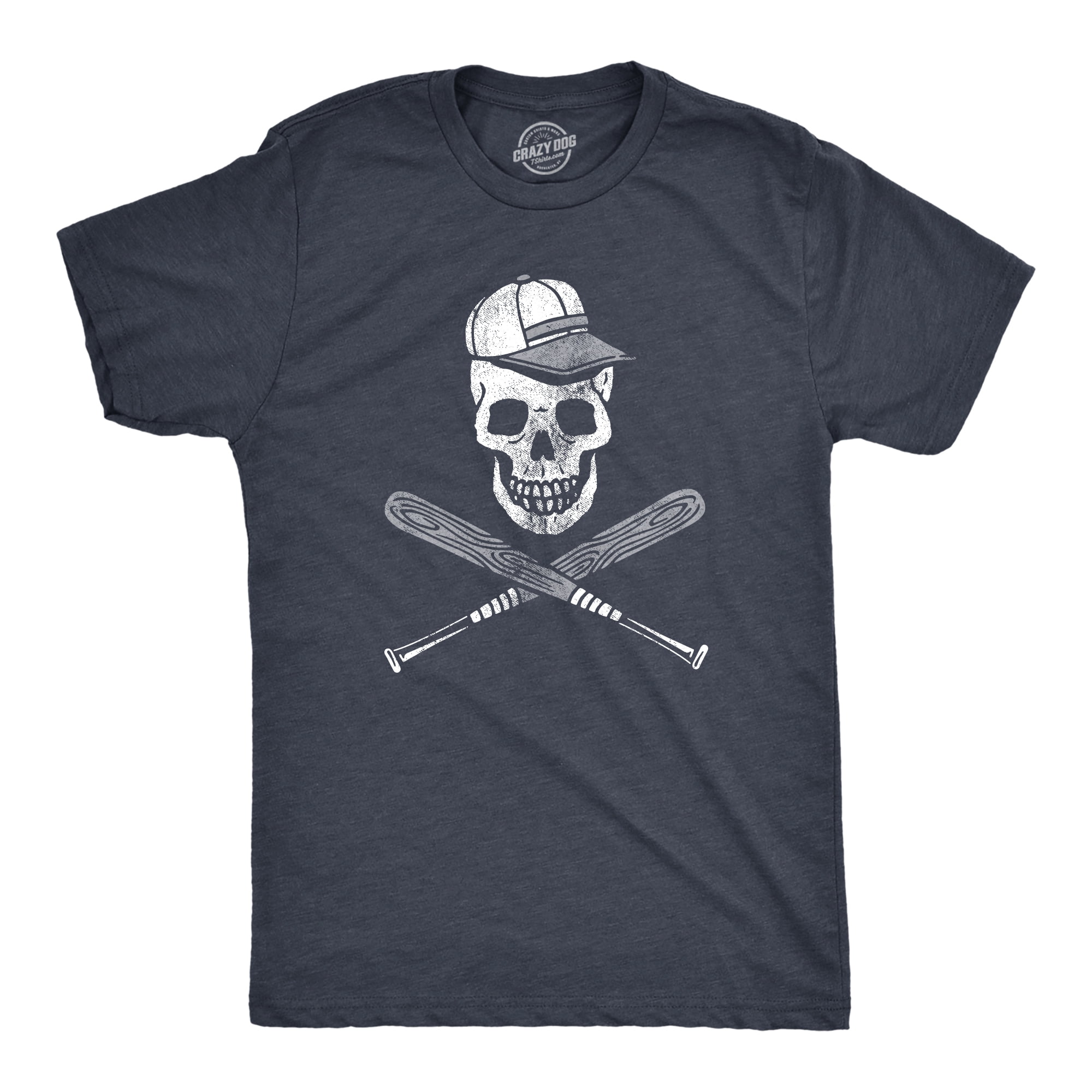 Mens Baseball Skull T Shirt Sports Fan Baseball Pirate Skull and ...