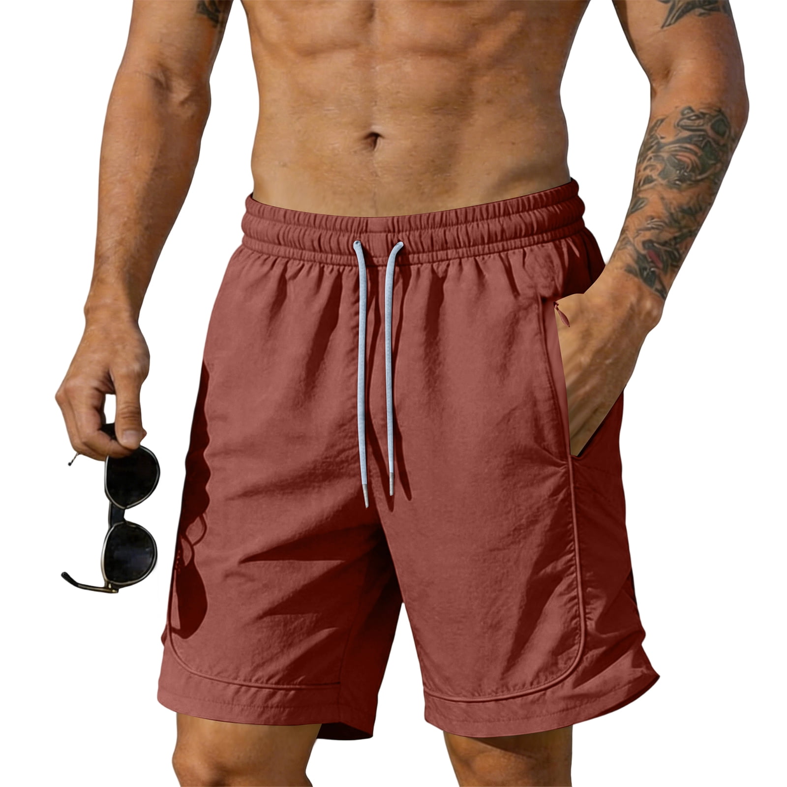 Mens Beach Shorts Quick Dry Stretch Sun Protection Lightweight Gym ...