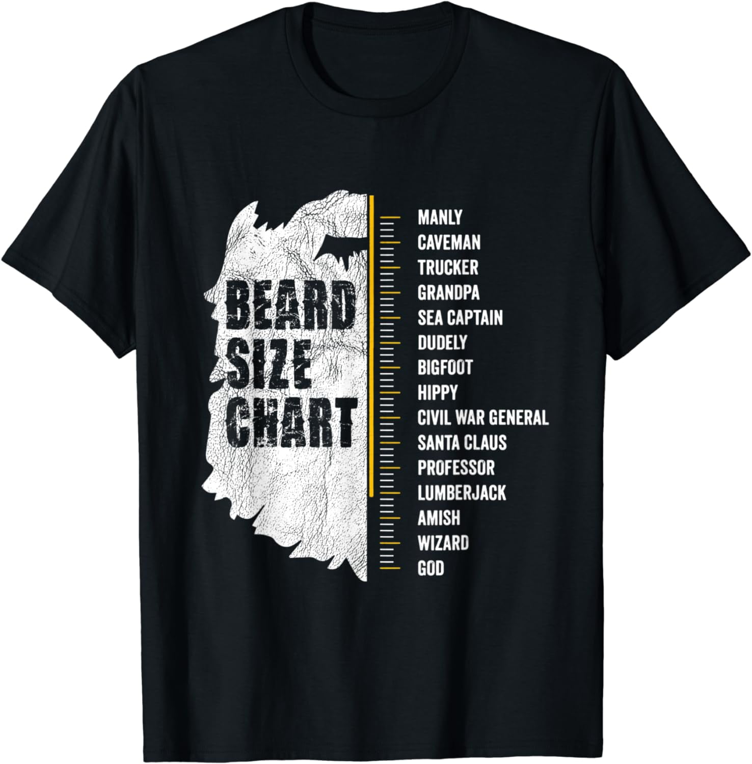 Mens Beard Measurement Chart Beard Length Funny Growth Chart T-Shirt ...