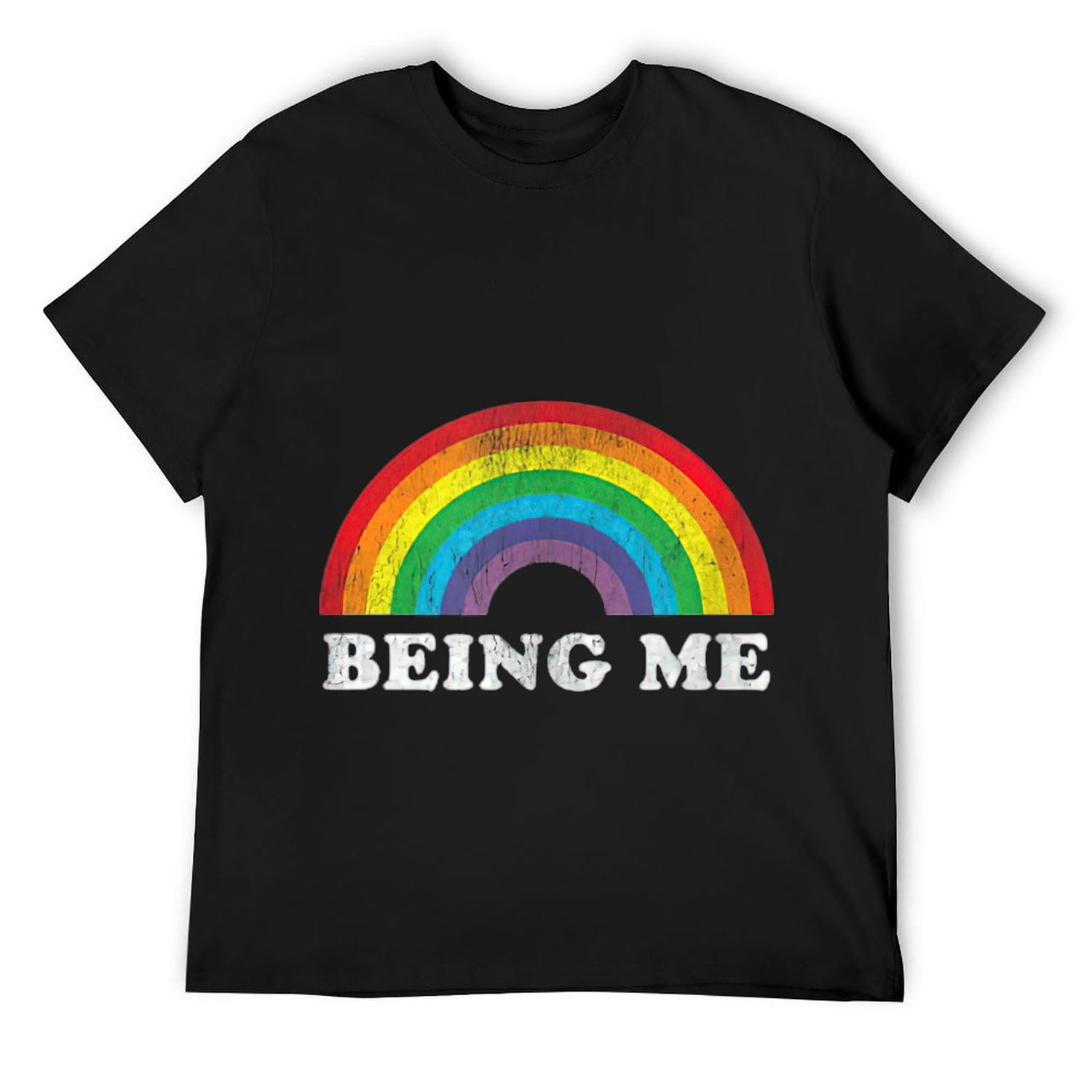Mens Being Me Rainbow LGBT Pride Flag Equality Retro T-Shirt Black ...