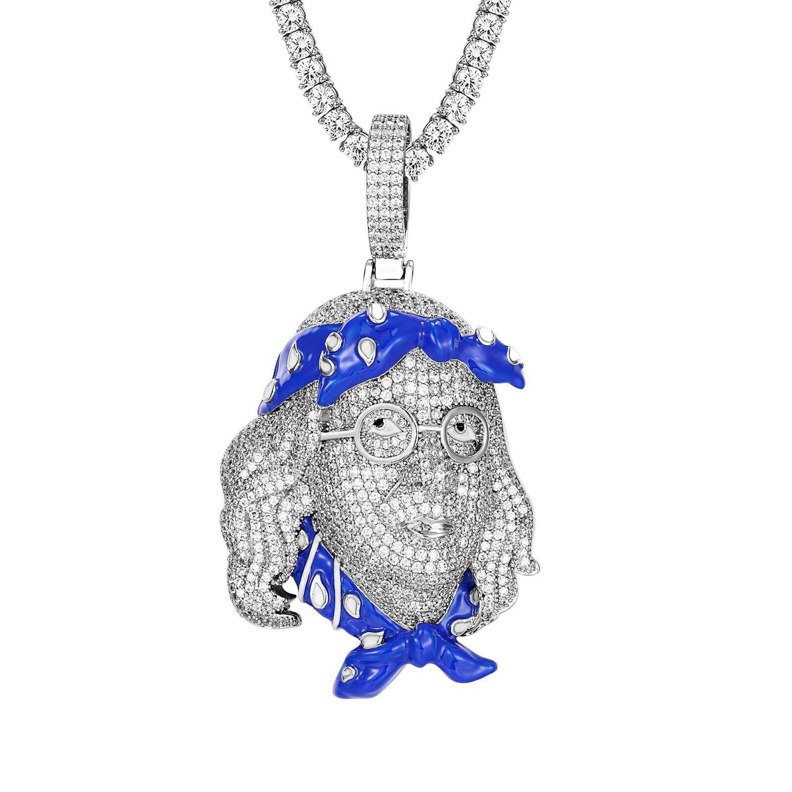 Mens Benjamin Face Iced Out Custom White Gold Tone Pendant - Walmart.com