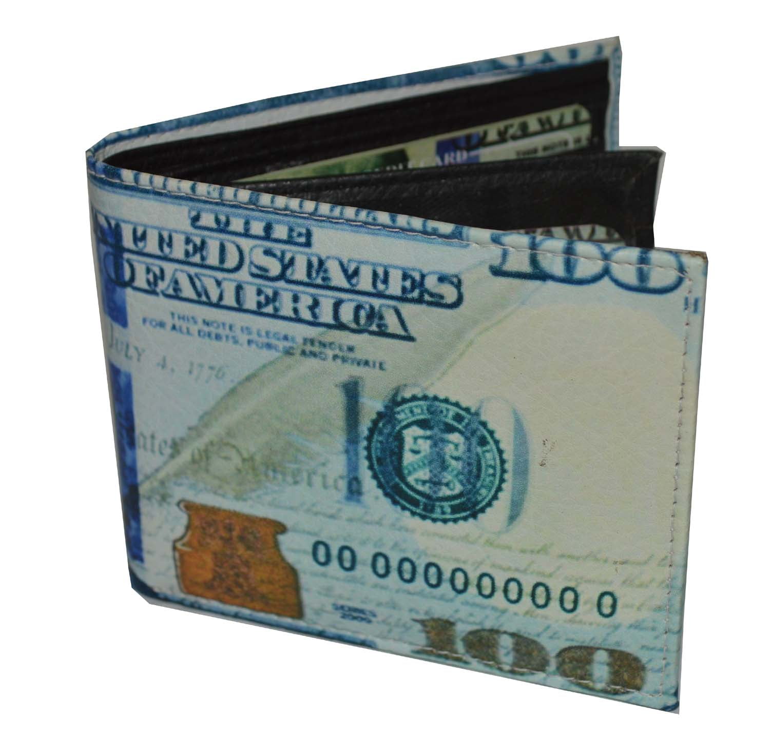 Mens Bifold Exotic Wallet picture 100 dollar bill with printed gift box ...