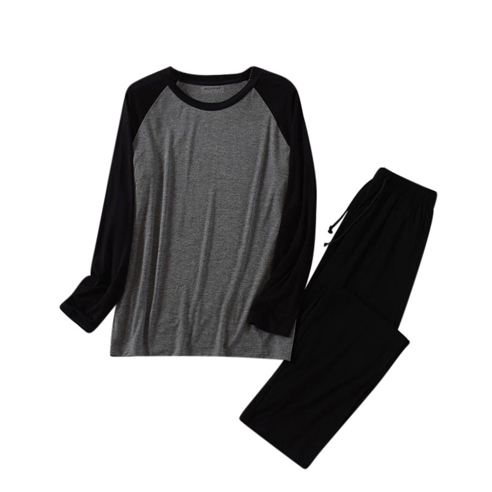 Mens Big & Tall Pajamas Sets L-4X Plus Size Modal Sleepwear Long Sleeve ...