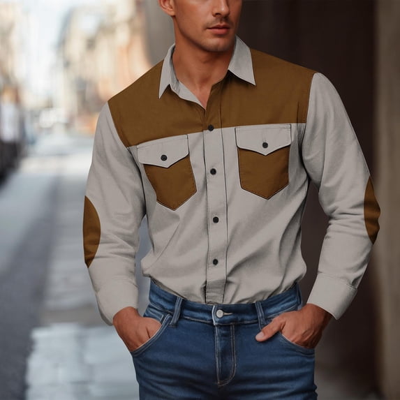 Mens Big & Tall Shirts with Pockets Plus Size S-5X Long Sleeve Work ...