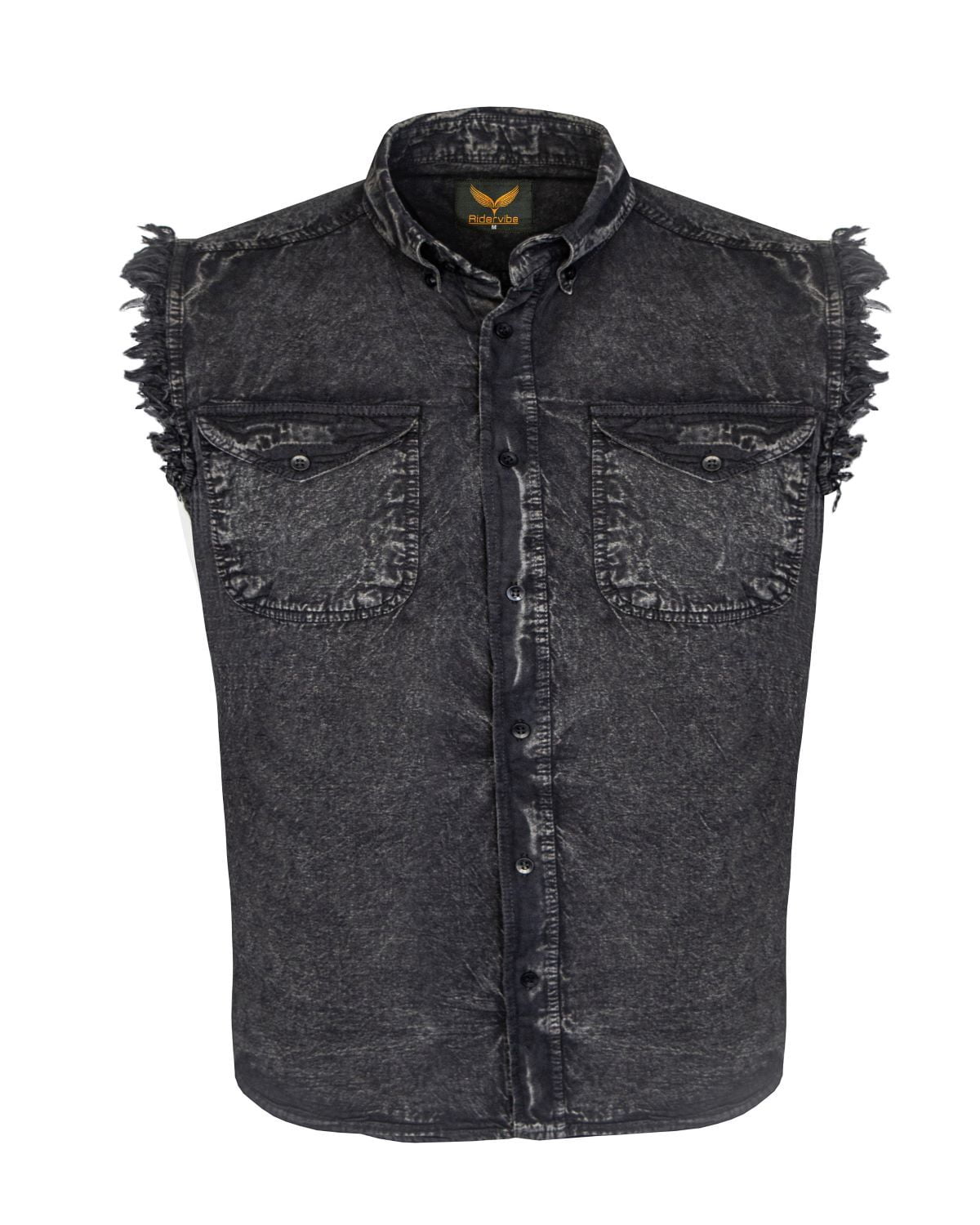 Mens Biker cut off Cotton Shirt Sleeveless Denim Shirt Cowboy Button ...