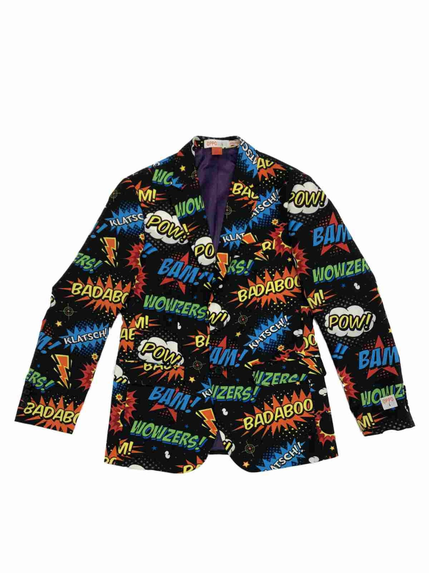 Men's Black Boom PowBadaboom Fighting Comic Book Jacket, Size 36 Blazer ...