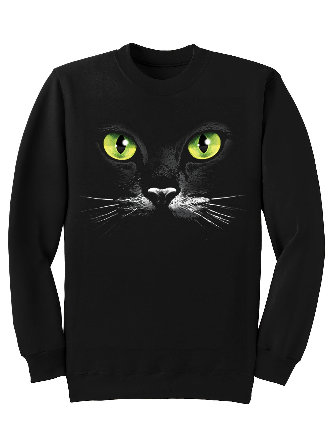 Mens Black Cat Fleece Crewneck Design Sweatshirt, Black Medium ...
