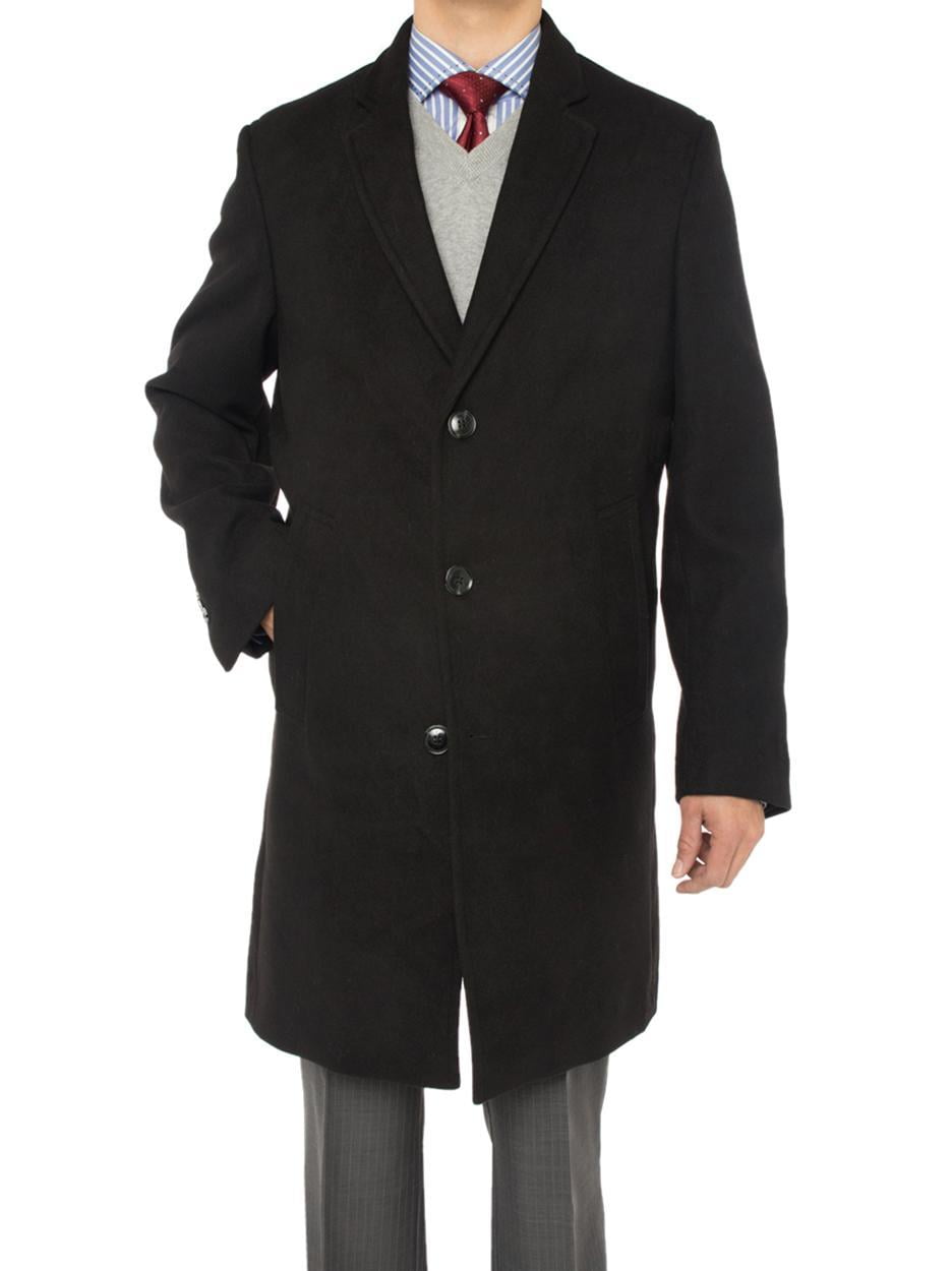 Mens Black Coat Luciano Natazzi Italian Overcoat Wool Blend - Walmart.com