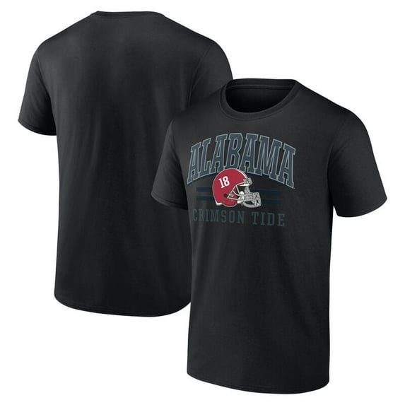 Alabama Crimson Tide Men's Black Cotton Short Sleeve Tee Arch Helmet ...