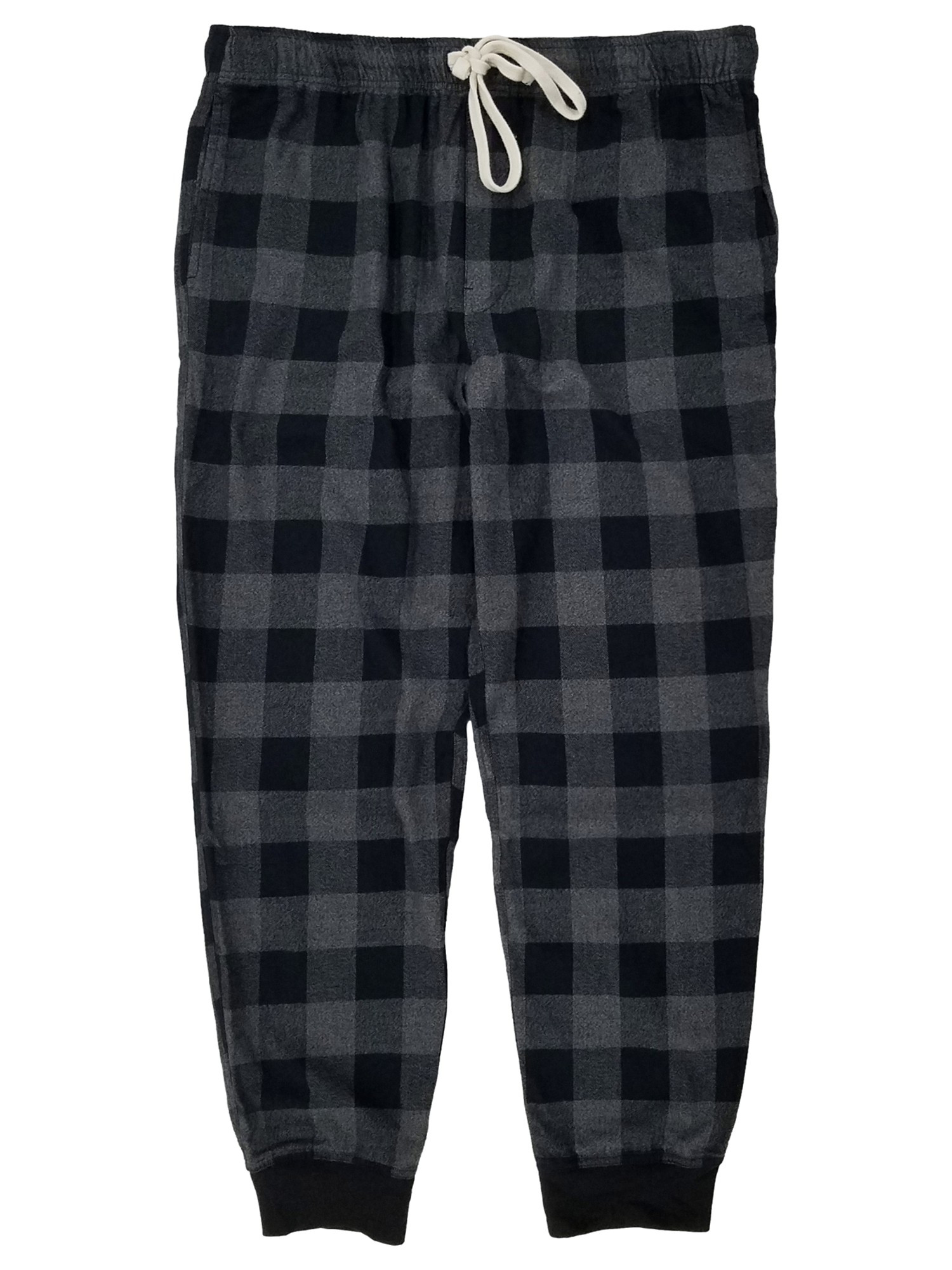 Mens Black & Gray Buffalo Plaid Flannel Jogger Sleep Pants Pajama ...