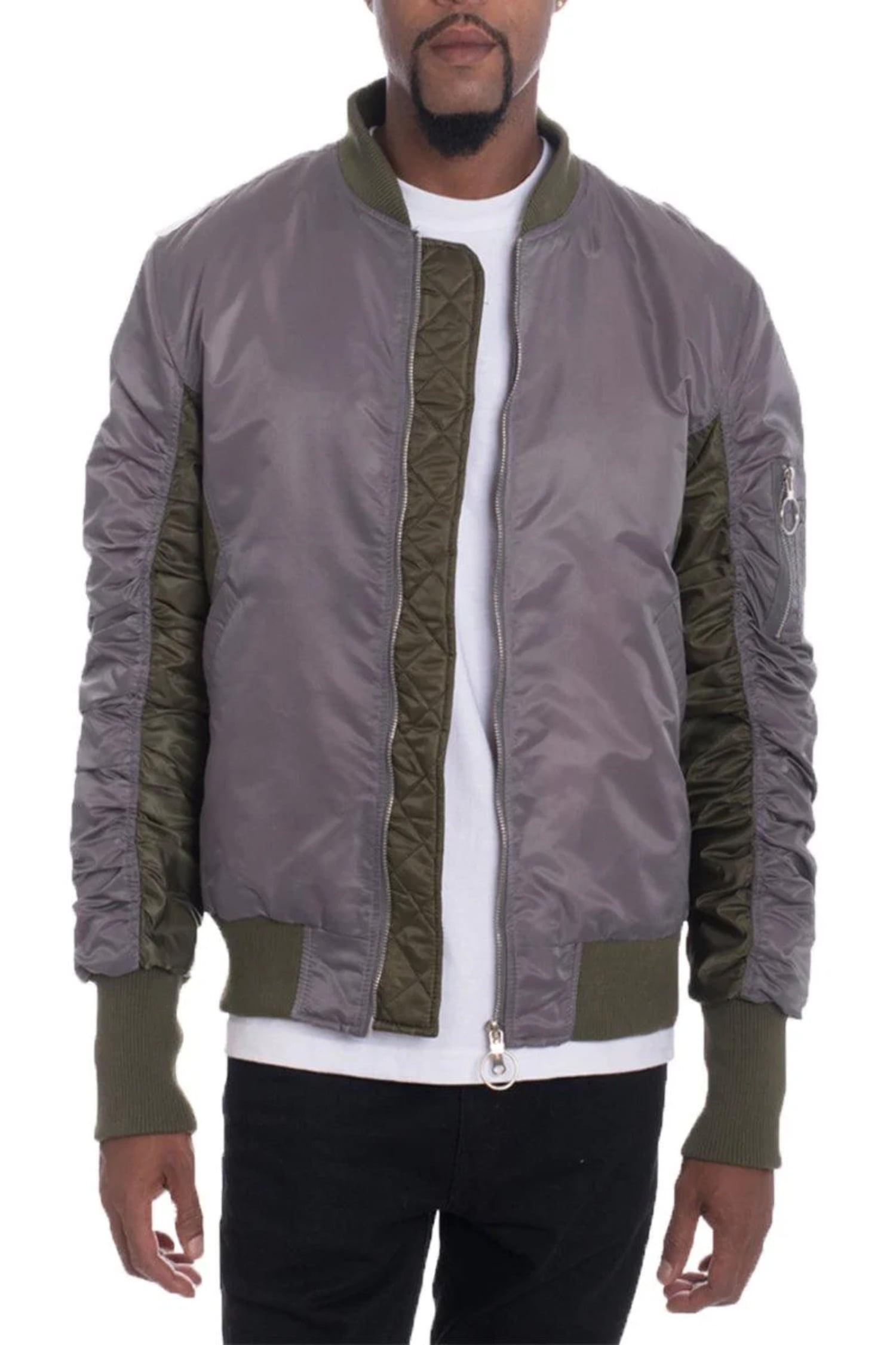 Mens Black Grey Two Tone Bomber Jacket - Walmart.com