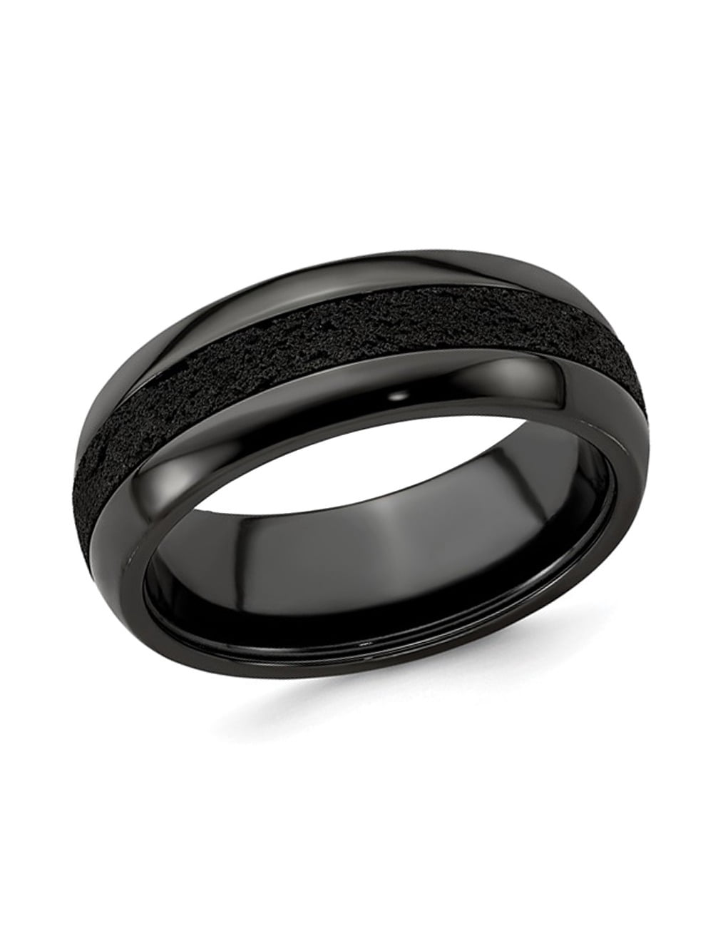 Mens Black Titanium 8mm Pattern Band Ring with Black Crete - Walmart.com
