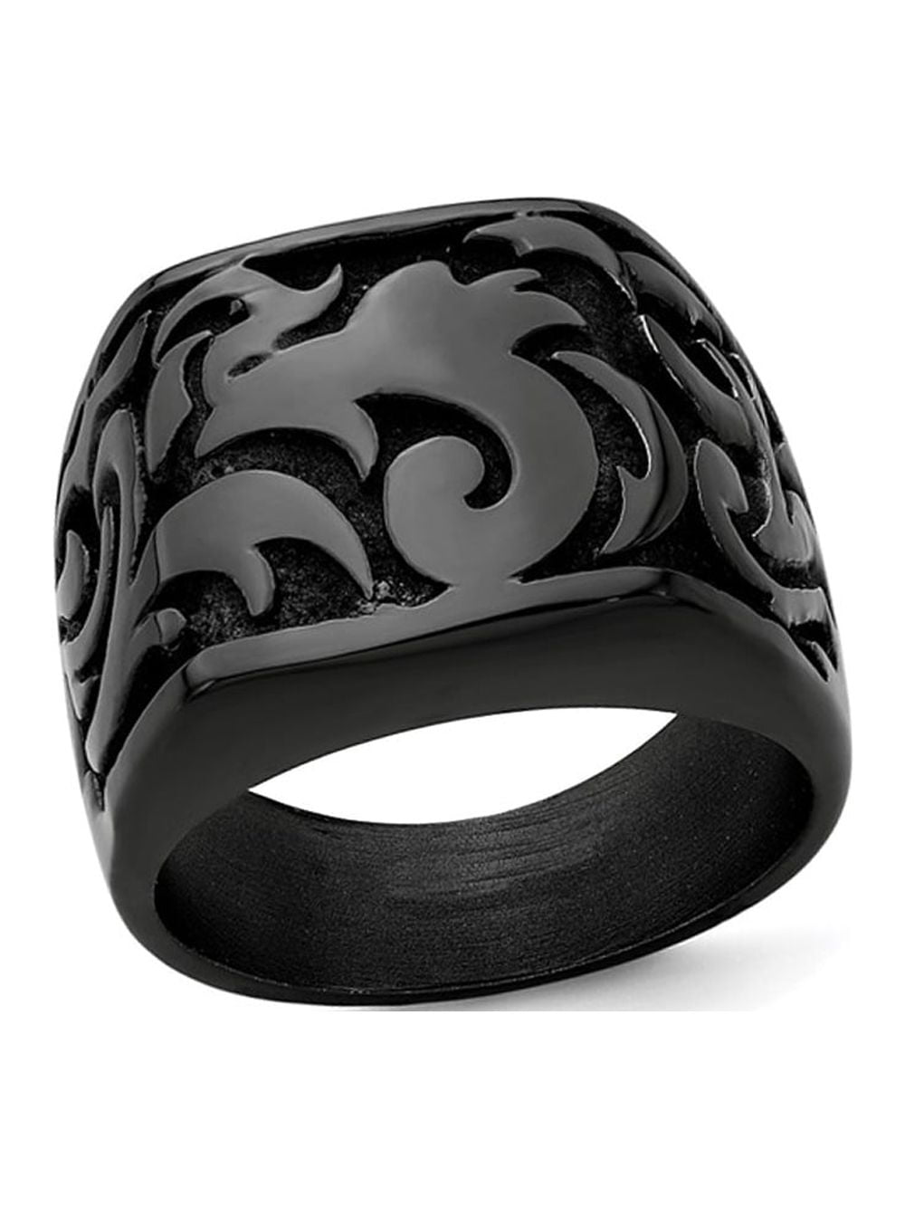 Mens Black Titanium Pattern Signet Ring - Walmart.com