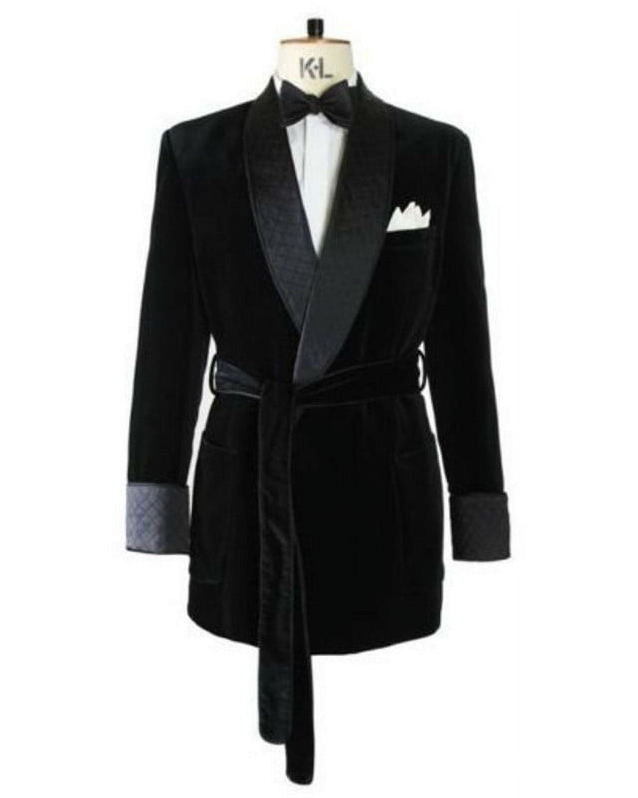 Mens Black Velvet Dressing Gown - Elegant Velvet Robe for Evening ...
