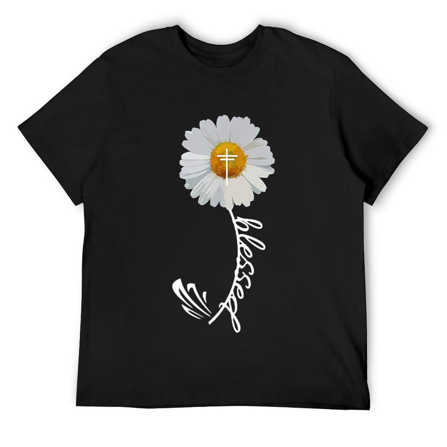 Mens Blessed Cross Bible Trendy Christian Religious Daisy Gift T-Shirt ...