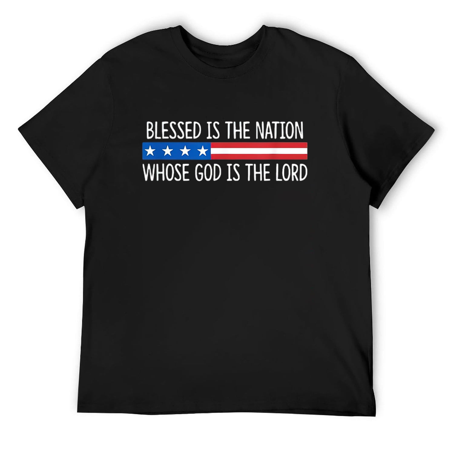 Mens Blessed Is The Nation Whose God Is The Lord - T-Shirt Black Large ...