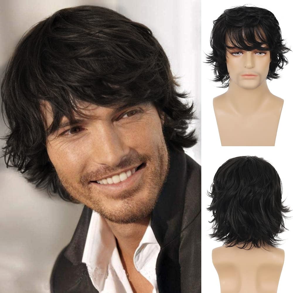 Mens Blonde Wig Short Layered Natural Fluffy Wig Synthetic Heat ...