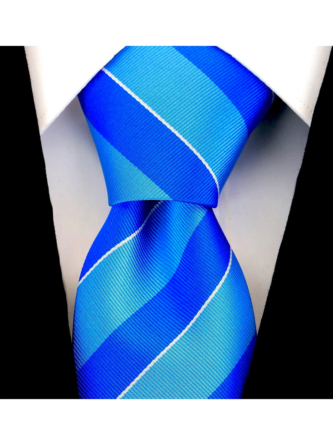 Mens Blue College Striped Necktie - Blue Ties for Him - Royal Blue ...