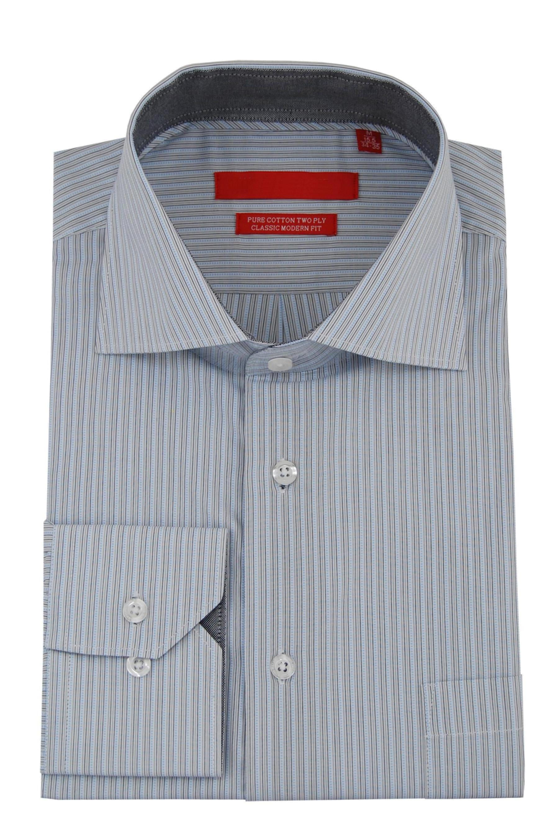 Mens Blue Gray Shirt DTI DARYA TRADING GV Executive Striped - Walmart.com