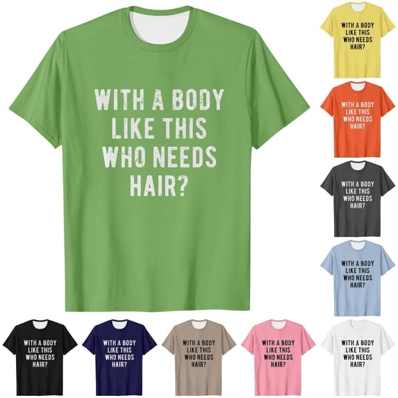 Mens With A Body Like This Who Needs Hair T Shirt Funny Balding Dad BOD ...