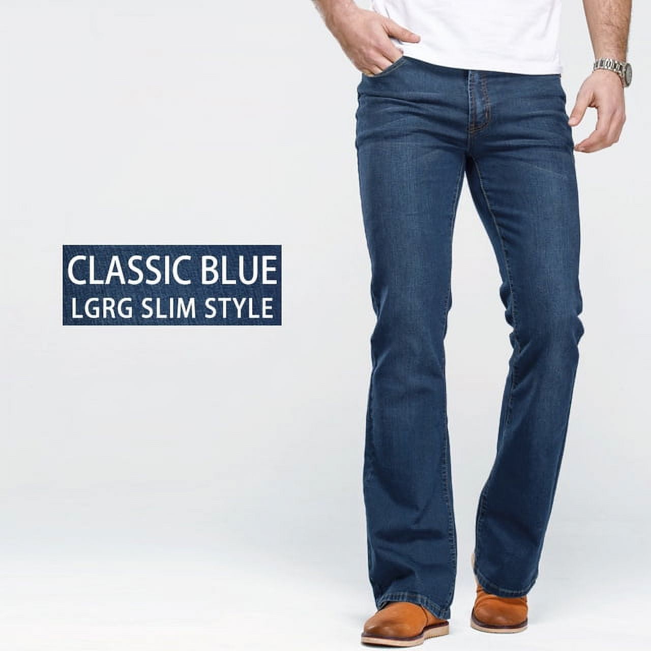 Mens Boot Cut Jeans Slightly Flared Slim Fit Blue Black Trousers ...