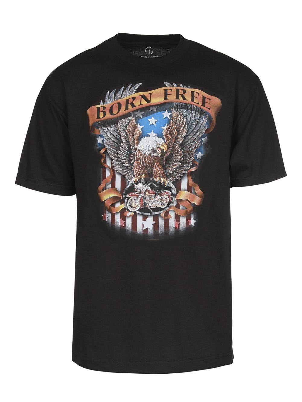 Mens "Born Free" Eagle with US Flag T-Shirt - Black - Large - Walmart.com