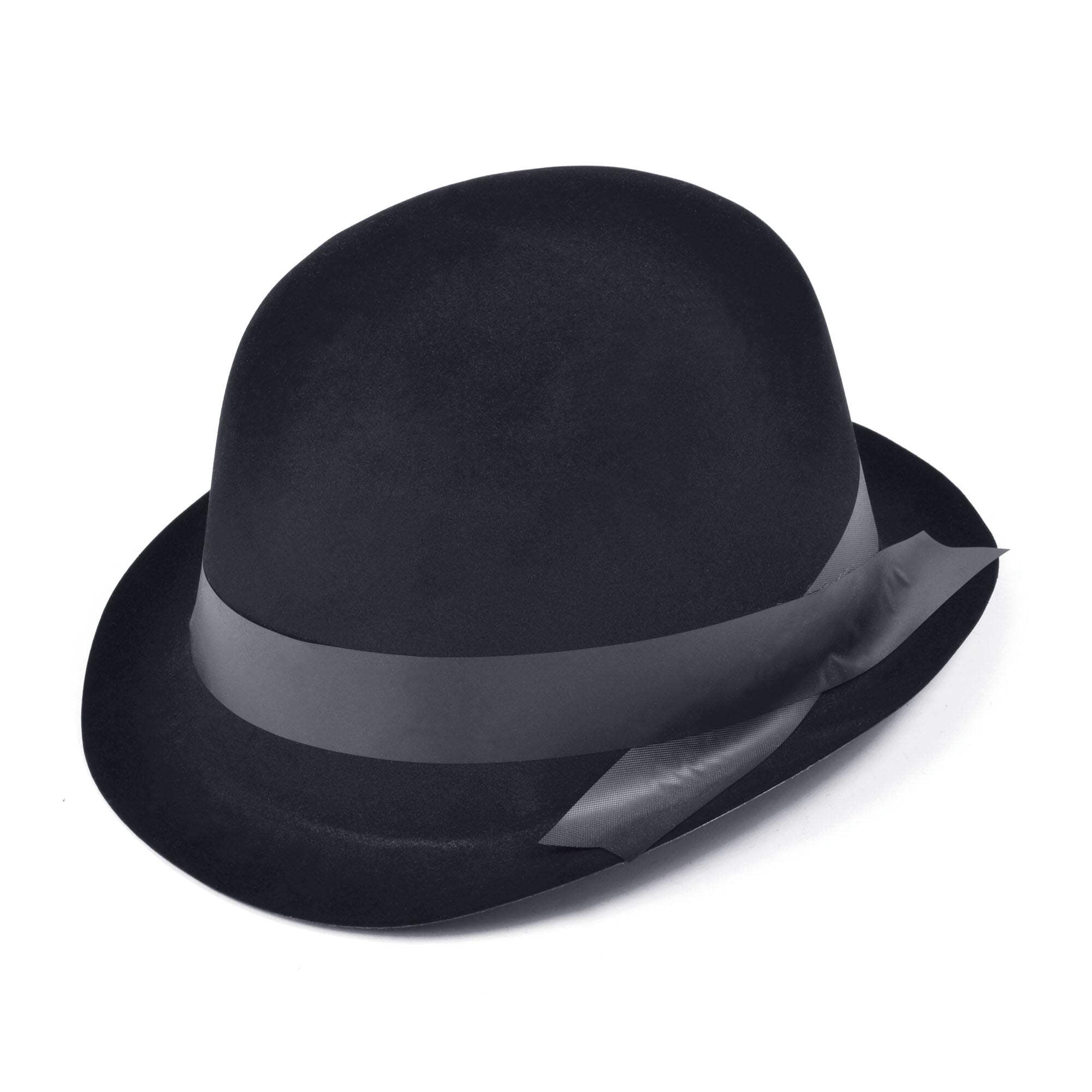 Mens Bowler Black Flock Hats Male Halloween Costume One Size Adult ...