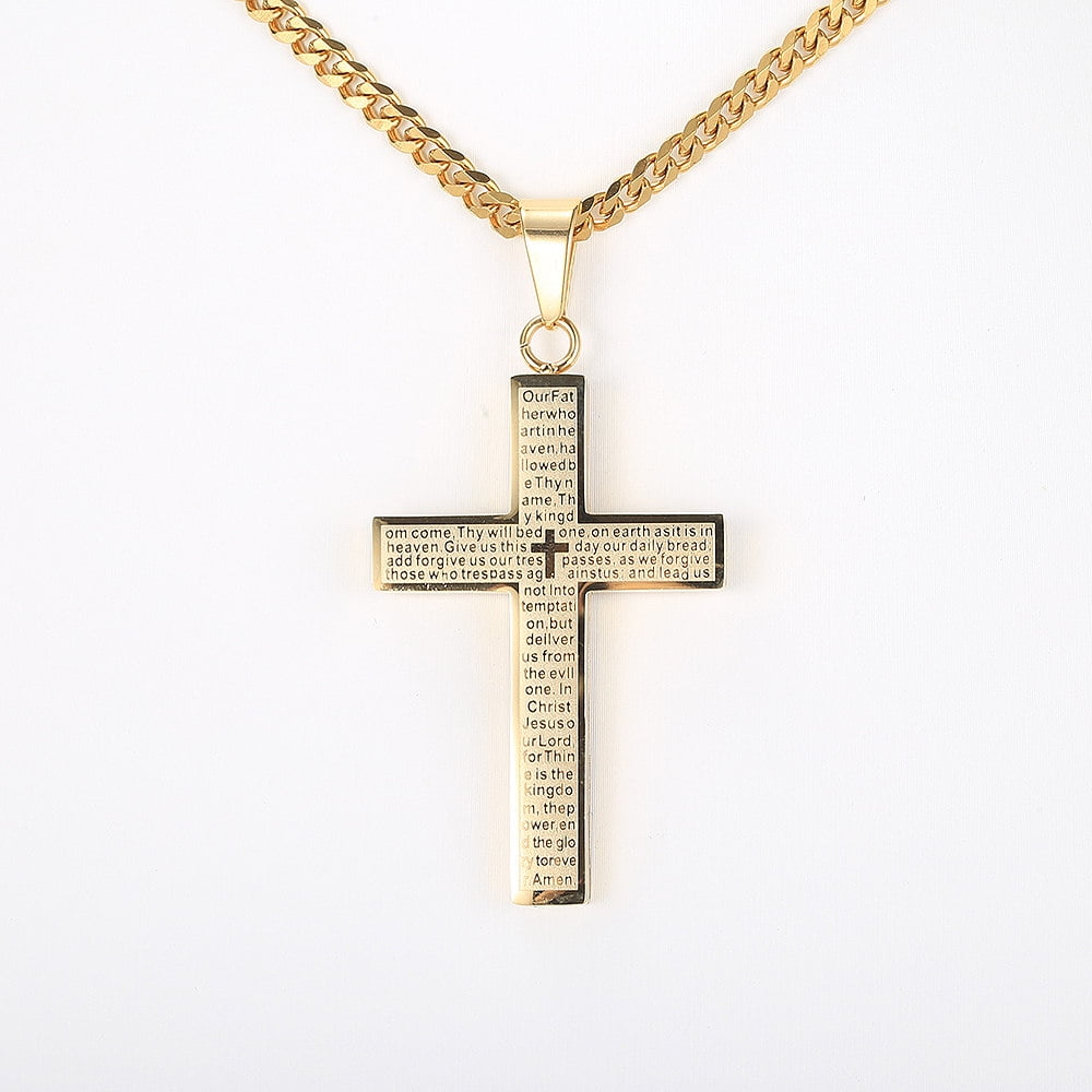 Mens Boys Cross Pendant Necklace 3mm Cuban Chain 18-24inch - Walmart.com
