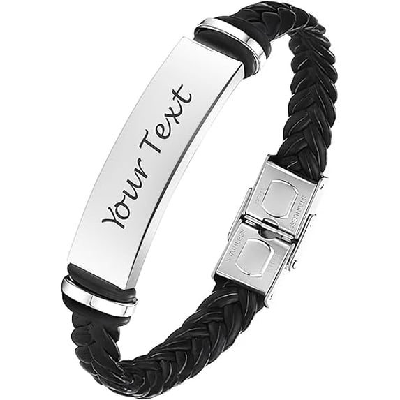 Mens Bracelet Personalized Custom Bracelets for Men Leather Engraved ...
