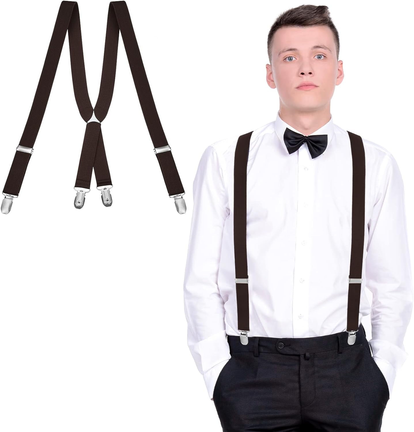 Mens Braces Trousers Braces, X Shape Trousers Braces for Men Heavy Duty ...