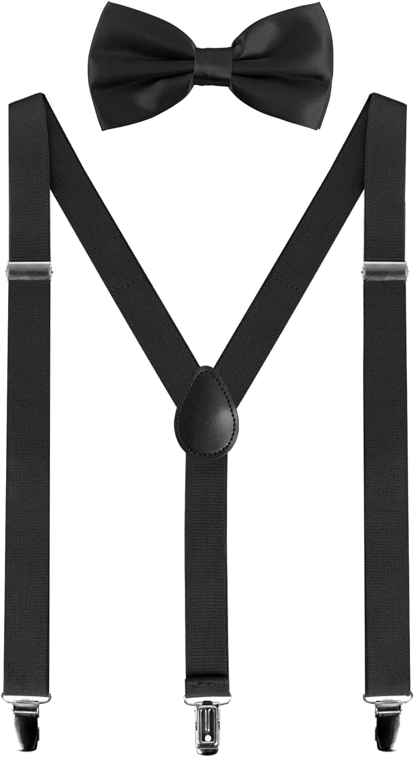 Mens Braces and Bow Tie Set, Suspenders Braces for Men Trousers with 3 ...
