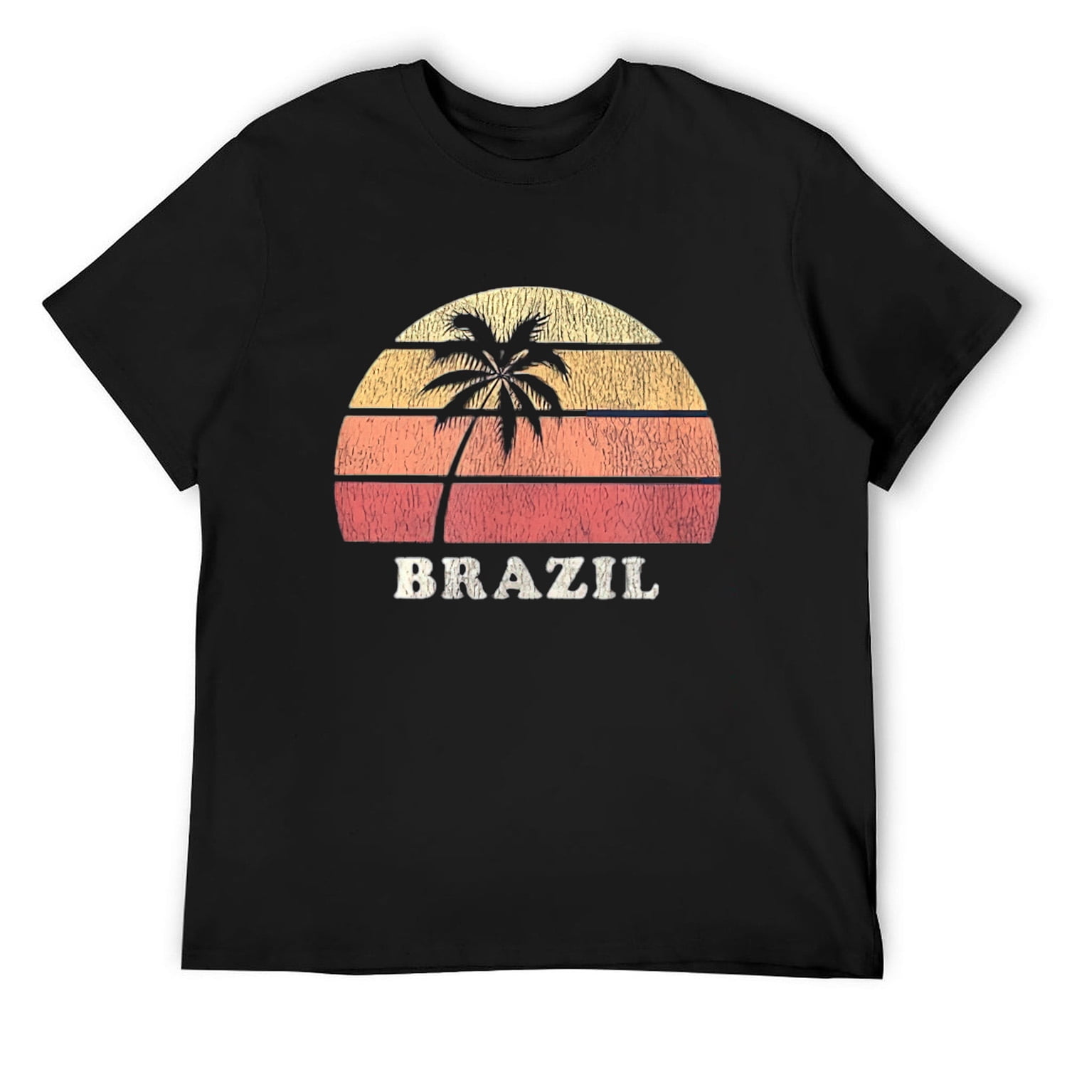 Mens Brazil Vintage 70S Retro Throwback Design T-Shirt Black X-Large ...