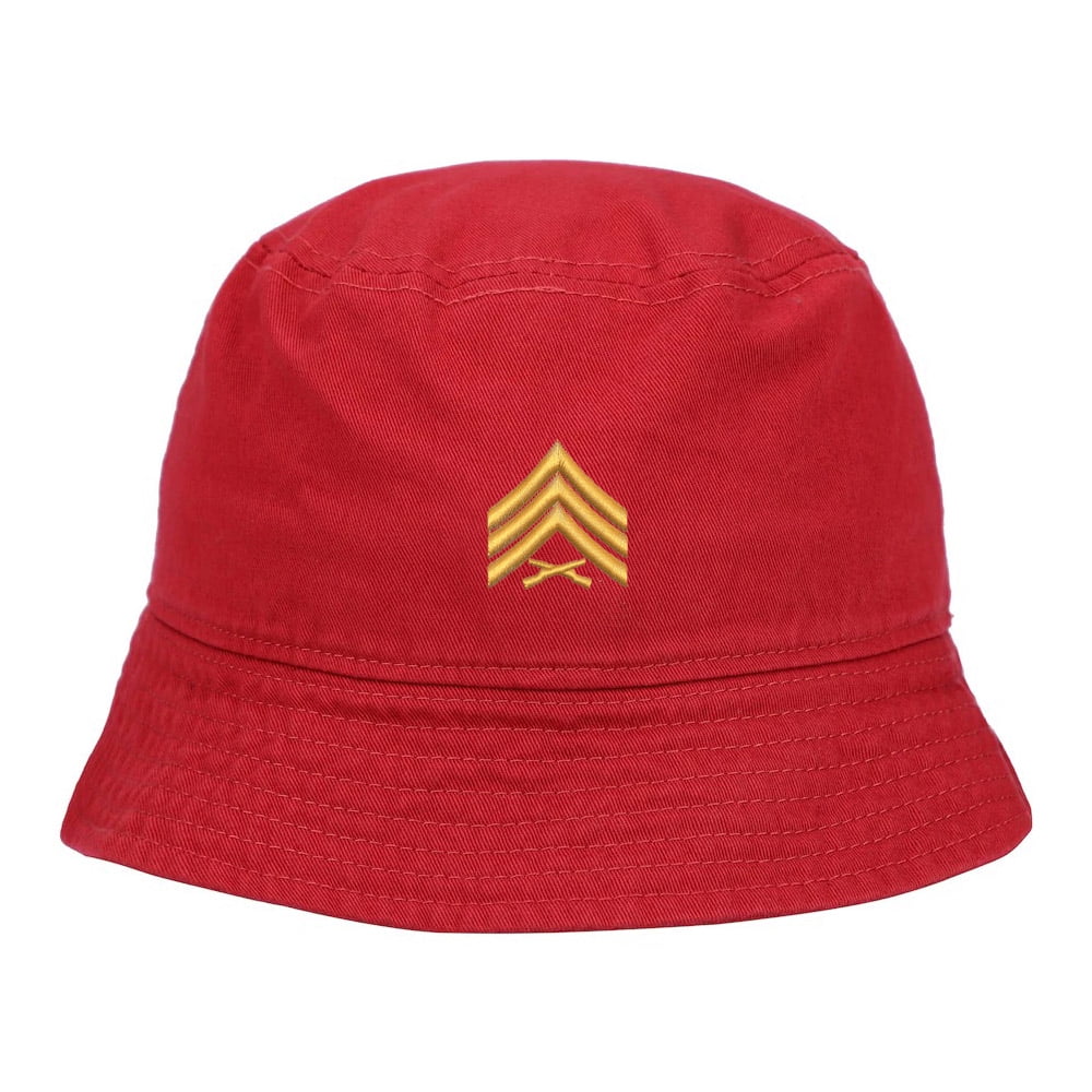 Mens Bucket Hat Army Corps E5 Sergeant Embroidered Washed Cotton ...