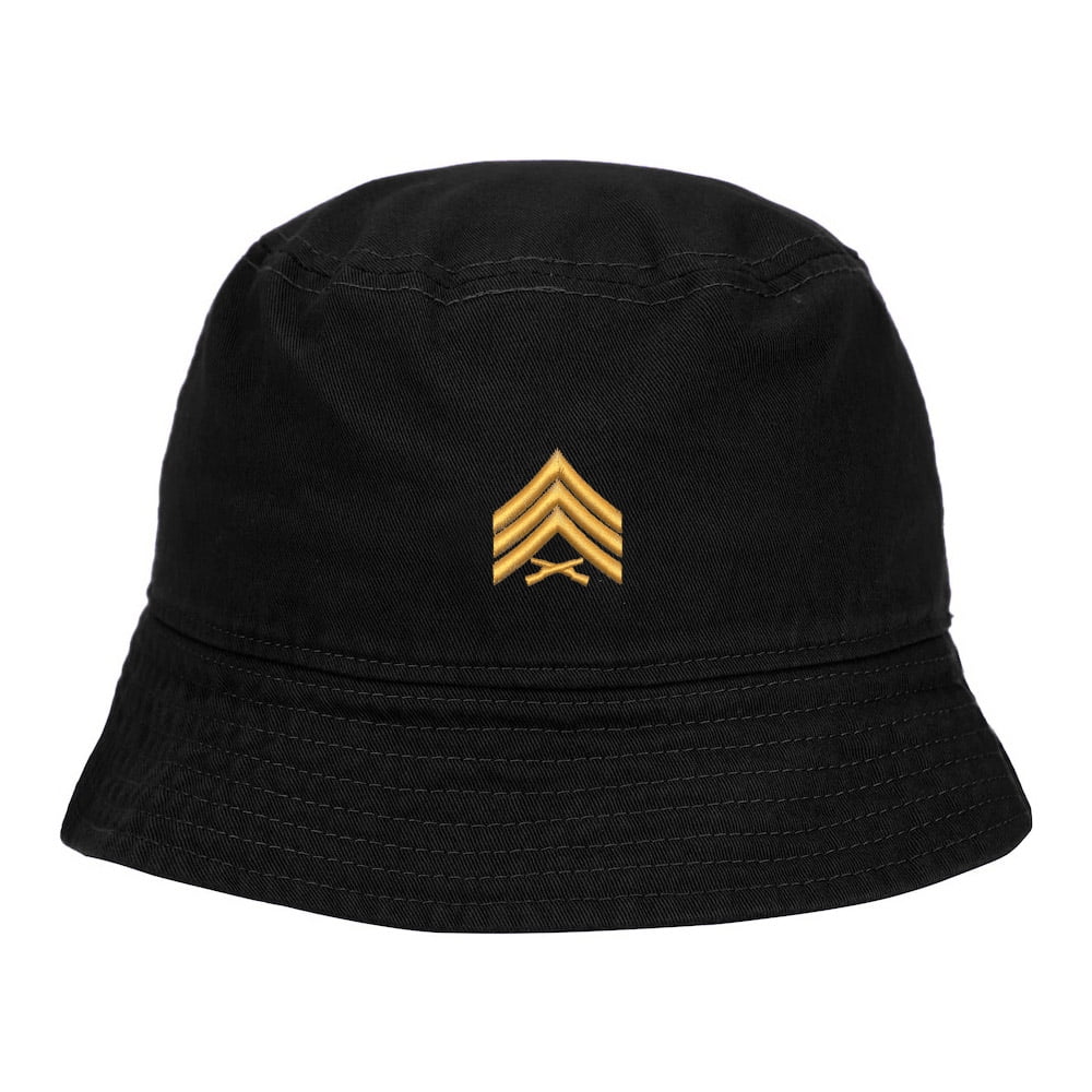 Mens Bucket Hat Army Corps E5 Sergeant Embroidered Washed Cotton ...