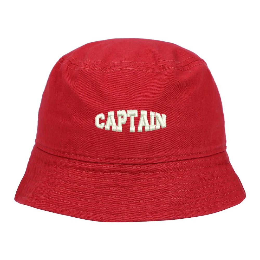 Mens Bucket Hat Captain Embroidered Washed Cotton Classic Bucket Hat ...