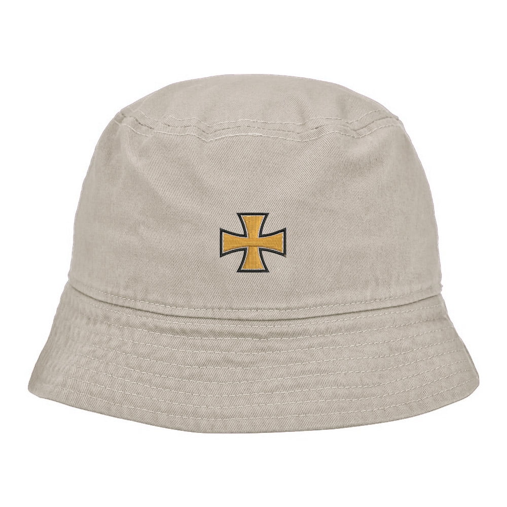 Mens Bucket Hat Cross of Iron German Embroidered Washed Cotton Classic ...