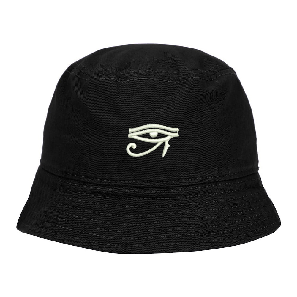Mens Bucket Hat Eye of Horus Embroidered Washed Cotton Classic Bucket ...
