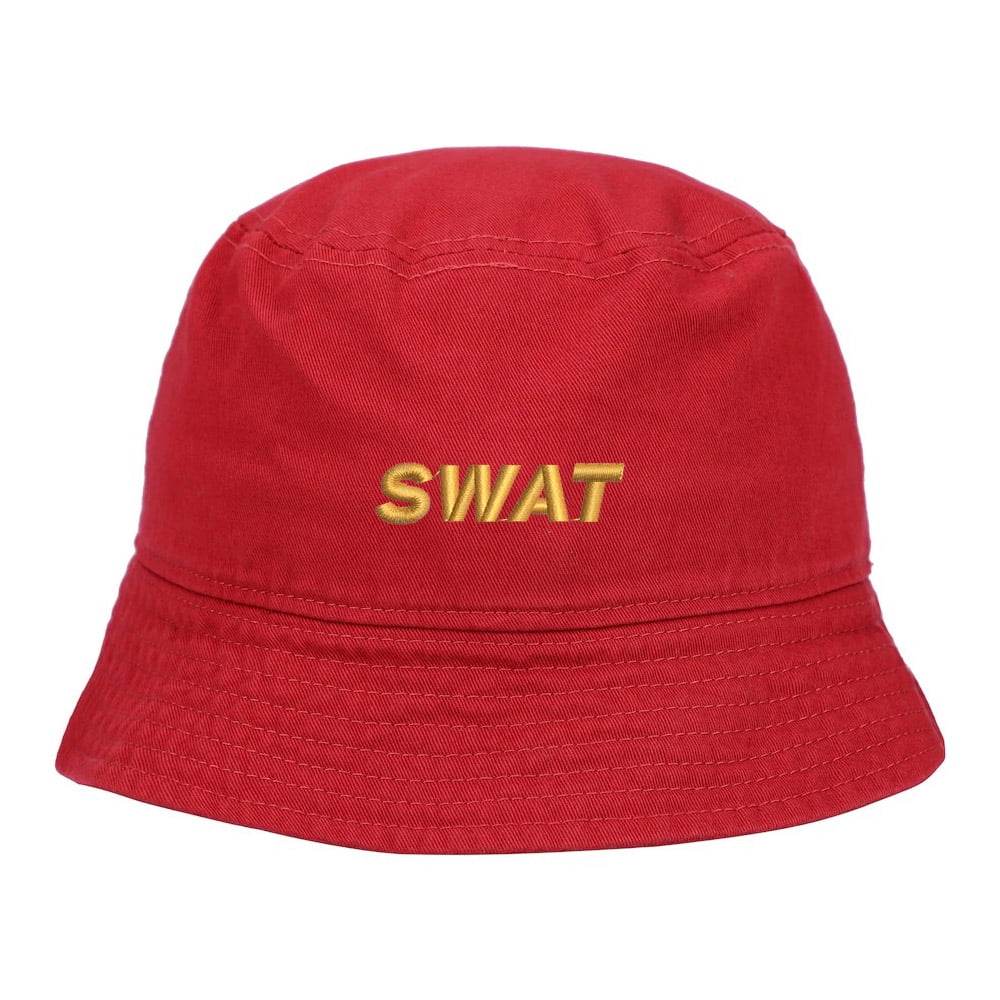Mens Bucket Hat SWAT - Police Embroidered Washed Cotton Classic Bucket ...